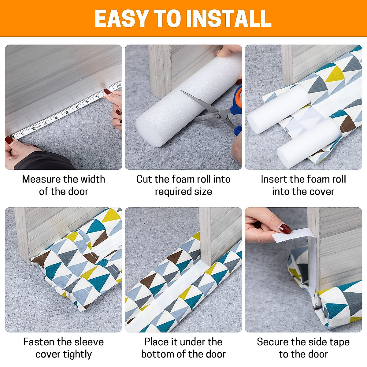 VISEMAN Under Door Stopper, Door Noise Blocker, Adjustable Door Sweeps Window Blocker, Door Bottom Weather Stripping, 20 to 36" Clear Self Stick Door Bottom