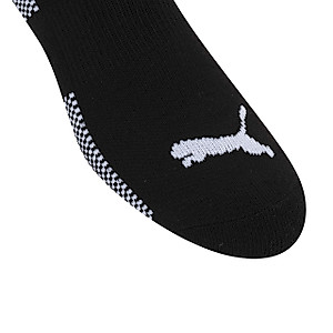PUMA Men's Tall Size 6 Pack Quarter Crew Socks, Black/White, 13-15