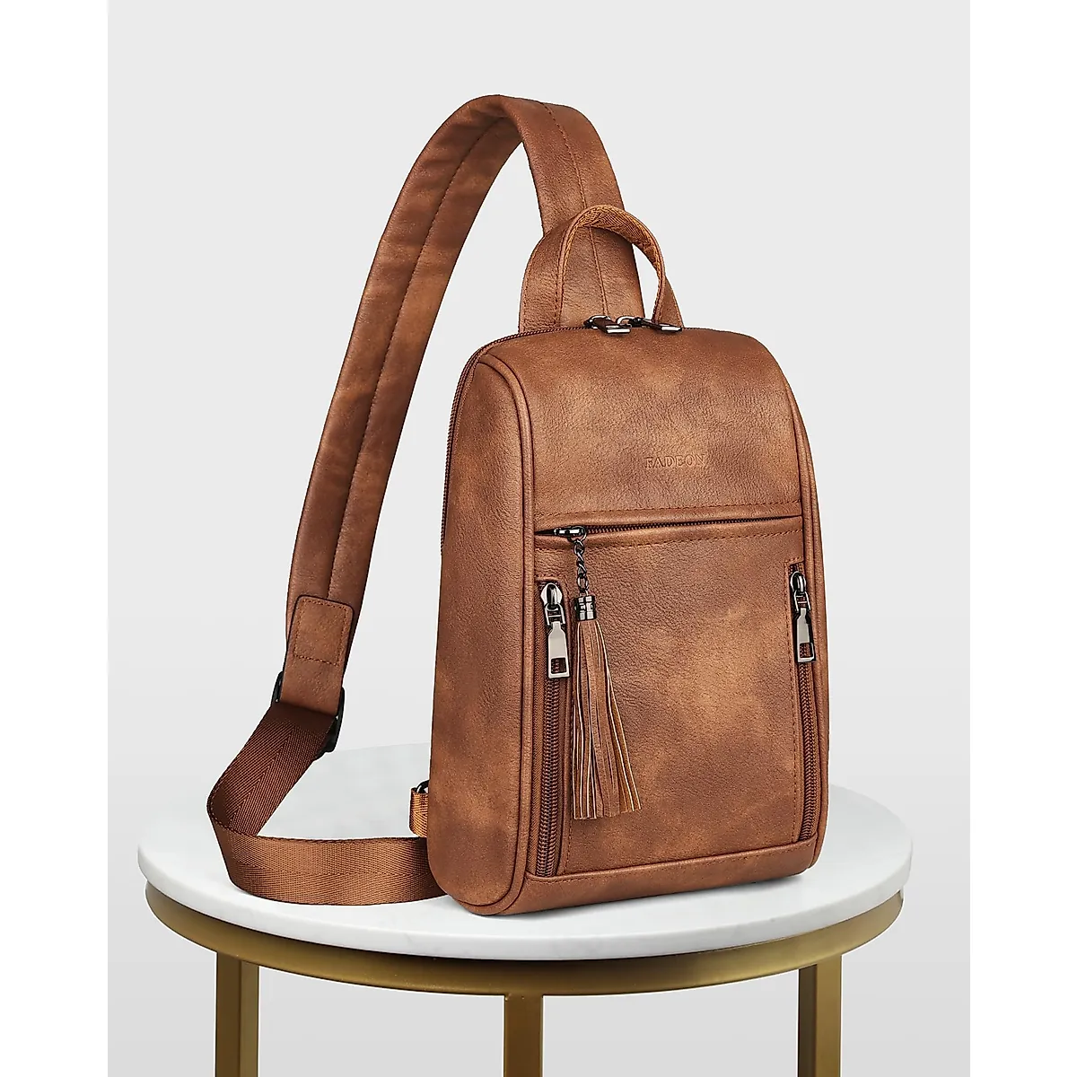 FADEON Sling Bag for Women Crossbody Purse Sling Bags, Designer Sling Purses Medium Travel Multi-Pocket Sling Backpack