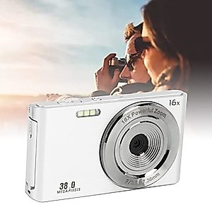 Digital Camera, 2.4 Inch 16X 1080P 38MP Portable Compact Camera,Selfie, Continuous Shot, Anti Shake Vlogging Camera with Fill Light,Video Camera for Begginers,Kids,Teens,Beginner