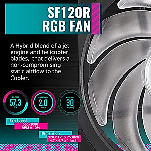Cooler Master Hyper 212 RGB CPU Air Cooler with SF120R PWM Fan, Gun-Metal Nickel Fins, 4 Copper Heat Pipes - For AMD Ryzen & Intel LGA1700/1200/1151