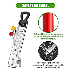 2 Pcs Candy Thermometer with Pot Clip, Stainless Steel Sugar Syrup Jam Jelly Oil Deep Fry Thermometer with Hanging Hole, Classic Kitchen Cooking Thermometer Confection Glass Thermometer for Food