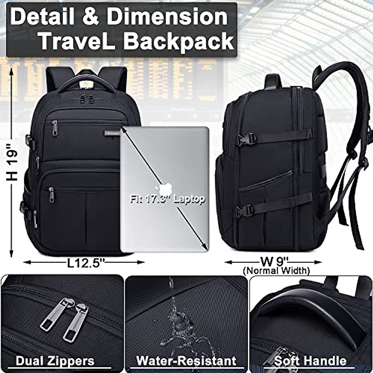 Otevan Travel Backpack for Men Women,45L Carry On Backpack Flight Approved,Large Laptop Backpack,Expandable Luggage Backpack Water Resistant Bookbag Weekender Overnight Bag Daypack Fit 17 Inch