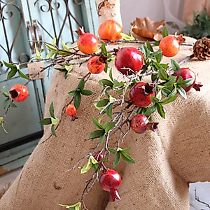 Warooma 3PCS 37.4 Inch Artificial Pomegranate Branches,Red Artificial Pomegranate Decoration for Home Office Restaurant Wedding Garden Photography (Red)