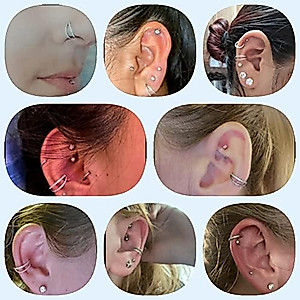 Yaoyaoyors 14G(1.6MM) Silver 10mm Hinged Nose Ring Hoop Double Open Ring Diamonds Septum Piercing Jewelry Cartilage Earrings Stainless Steel Helix Daith Lip Ring with Shiny Clear CZ