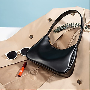 LOVEVOOK Small Purses for Women, Retro Classic Black Shoulder Bag Cute Mini Handbag, Vegan Leather Tote Clutch Purse Hand Bags