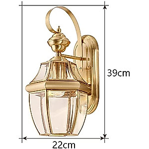WANIYA1 American All-Copper Wall Lamp European Style Outdoor Waterproof Glass Wall Sconce Lighting Fixture Home Lighting Garage Porch Garden Wall Lights