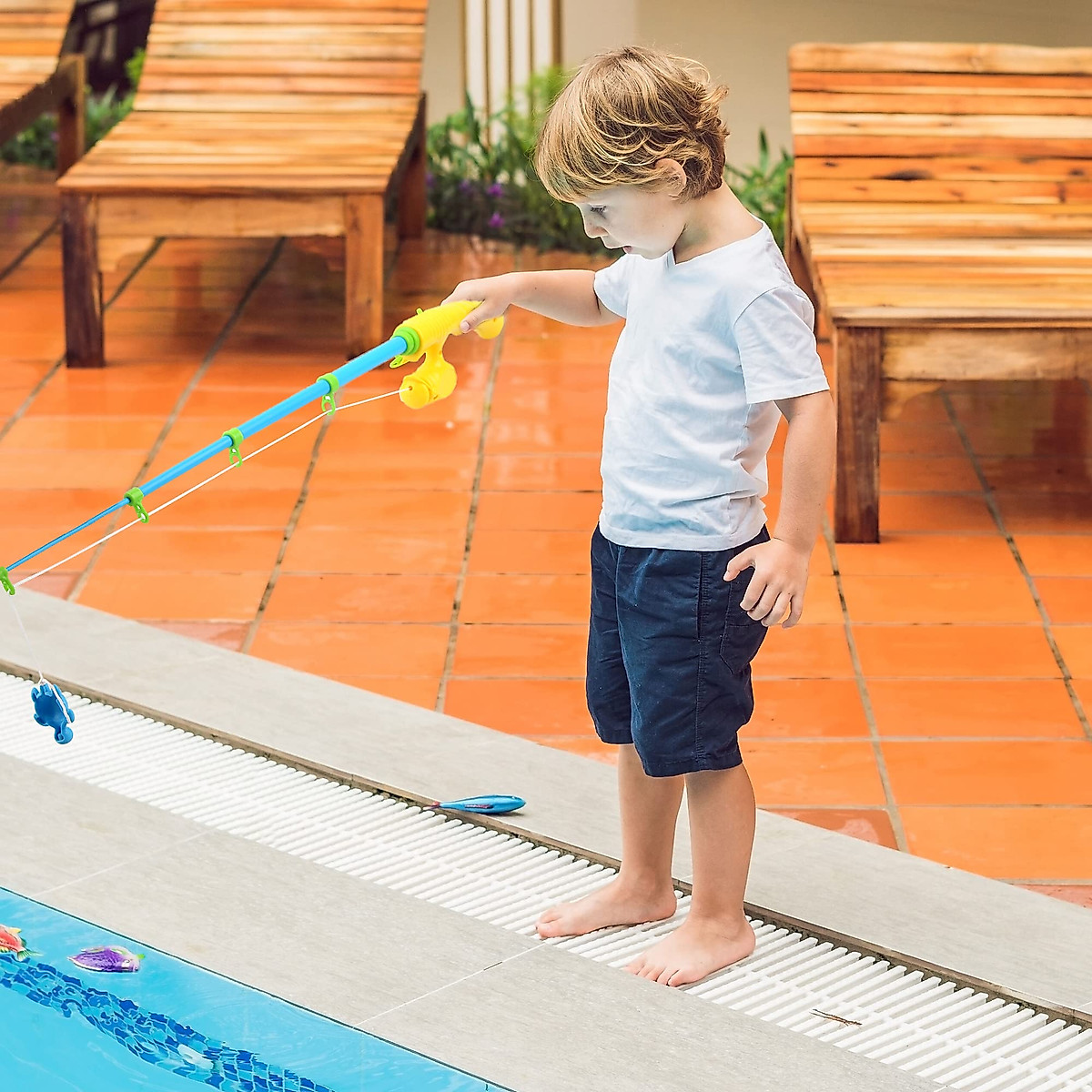 Trounistro 10 Pack Magnetic Fishing Toy Pole Magnet Fishing Rods Magnetic Fishing Game Fishing Poles for Boys and Girls