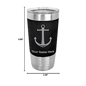 LaserGram 20oz Vacuum Insulated Tumbler Mug, Boat Anchor, Personalized Engraving Included (Faux Leather, Black)