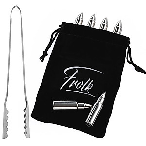 Stainless Steel Whiskey Stones Set of 6 - Gift for Him - Dad, Grandpa, Husband - Chilling Rocks for Whisky, Bourbon, Scotch with Tongs & Freezer Pouch in Premium Gift Box