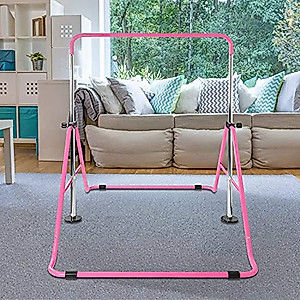DOBESTS Gymnastics Bar, Kids Folding Horizontal Bar, Adjustable Height Gymnastic Horizontal Bars, GymnasticTraining Equipment for Home Gym Indoor Garden Outdoor