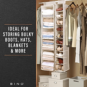 BINO 6-Shelf Sweater Closet Organizer - Beige | Closet Hanging Organizer for Bedroom | Hanging Sweater Storage Organizer | Hanging Shelves | Portable Closets for Hanging Clothes | Room Essentials