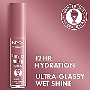 NYX PROFESSIONAL MAKEUP This Is Milky Gloss, Lip Gloss with 12 Hour Hydration, Vegan - Ube Milkshake (Mauve Purple)