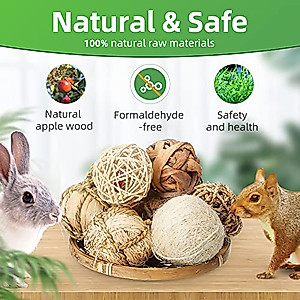 DAMPET Small Animals Play Balls, Chew Grass Balls & Rolling Chew Toys for Bunny, Improve Pets Dental Health for Rabbit, Chinchilla, Guinea Pigs, Hamsters, Gerbils, Rats, Mice （9 Pieces）