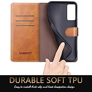 SUANPOT for Samsung Galaxy S20 FE Leather Wallet case with RFID Blocking Credit Card Holder, Flip Folio Book PU Cell Phone Cover for S20FE 5G Shockproof case Pocket for Men for Women 6.5 Light Brown