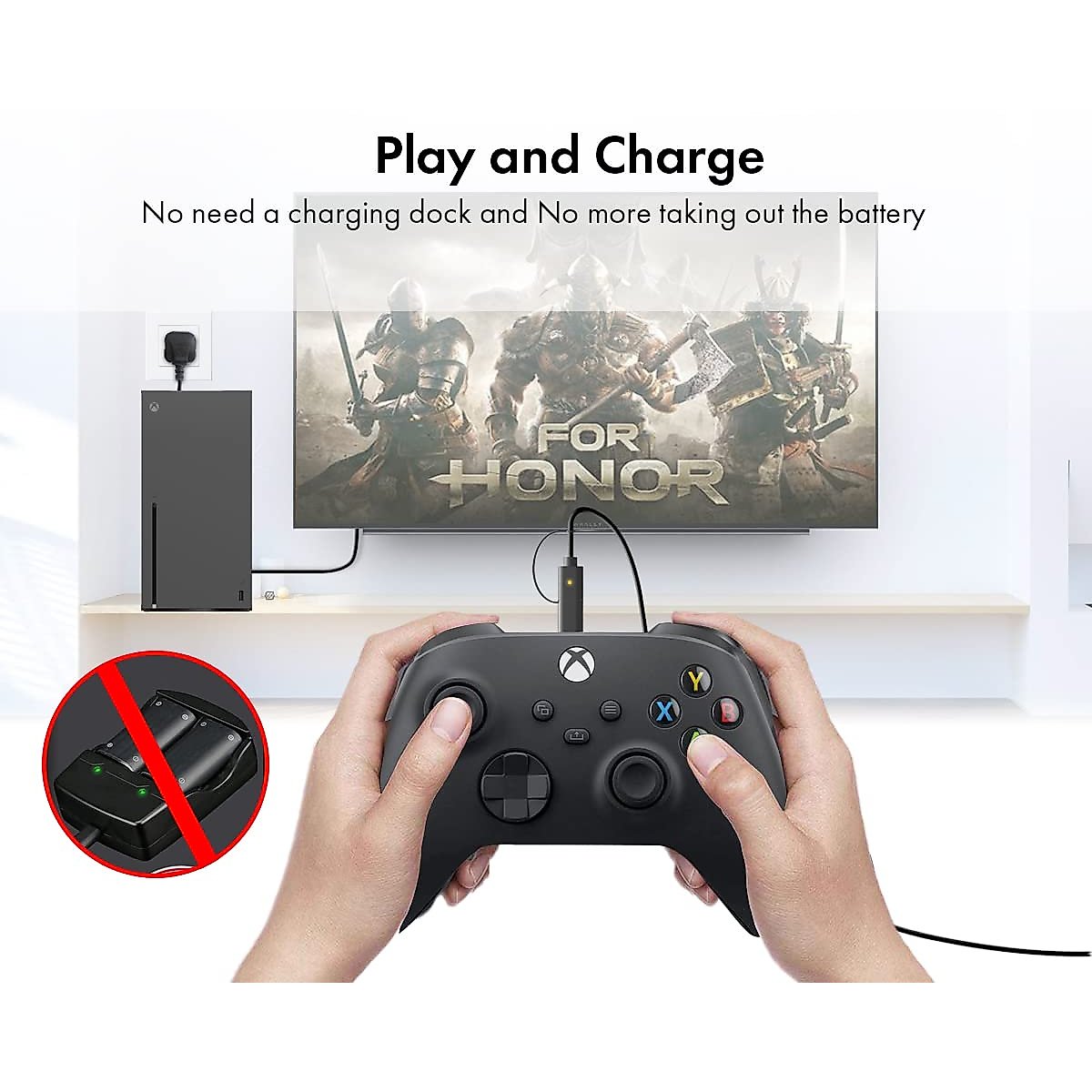ElecGear Lithium ion Battery Pack for Xbox Wireless Controller, 2X 1200mAh Li-ion Rechargeable Battery for Xbox Series X/S, Xbox One Video Game Controller with 2X Play and Charge USB Cable
