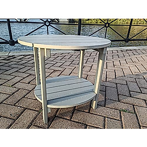 Byzane Double Adirondack Side Table, Patio Outdoor End Table Weather Resistant,Round Table for Patio, Garden, Lawn, Indoor Outdoor Companion, Grey