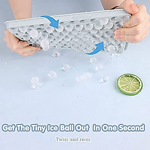 WIBIMEN Mini Ice Cube Trays, Upgraded Small Ice Cube Trays Easy Release, 104x4 PCS Tiny Ice Cube Tray Crushed Ice Tray for Chilling Drinks Coffee Juice(4Pack Blue Ice trays & Ice Bin & Ice Scoop)