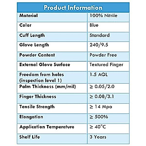 Nitrile Medical Exam Gloves - 510(k), Powder Free, Disposable, 4 mil Thickness, Blue (100, S)