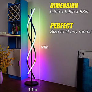 LENIVER LED Spiral Floor Lamp, Unique 3 Color Dimmable Standing Lamp, Modern Creative Standing Pole Lamps with Remote Control for Living Room, Bedroom and Office - Black
