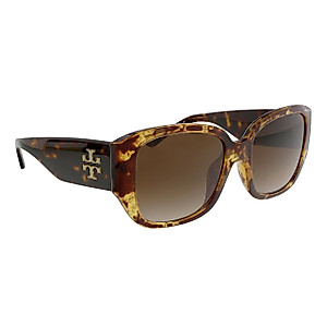 Tory Burch Women's Round Fashion Sunglasses, Dark Tortoise/Brown Gradient, One Size