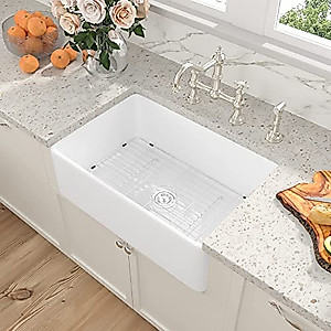 33 White Farmhouse Sink - Sarlai 33 Inch Kitchen Sink Apron Front Ceramic Porcelain Vitreous Fireclay Single Bowl Farmer Sink Basin