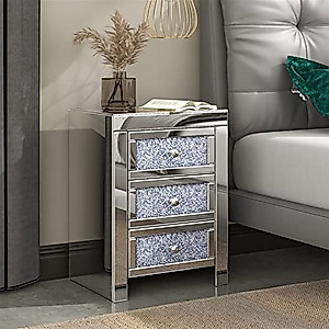 HIGOH Bedside Table Drawer Mirror Bedside Table Bedroom Cabinet Bedside Table Suitable for Bedroom Furniture