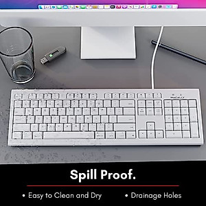 Macally Full-Size USB Wired Keyboard for Mac Mini/Pro, iMac Desktop Computer, MacBook Pro/Air Desktop w/ 16 Compatible Apple Keyboard with Numeric Keypad, Rubber Domed Keycaps - Spill Proof