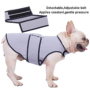 Sychien Dog Anxiety Dog Jacket,Dog Thunder Calming Shirt Wrap Vest for Large Dogs,Travel, Fireworks, Separation, Bluish Grey L
