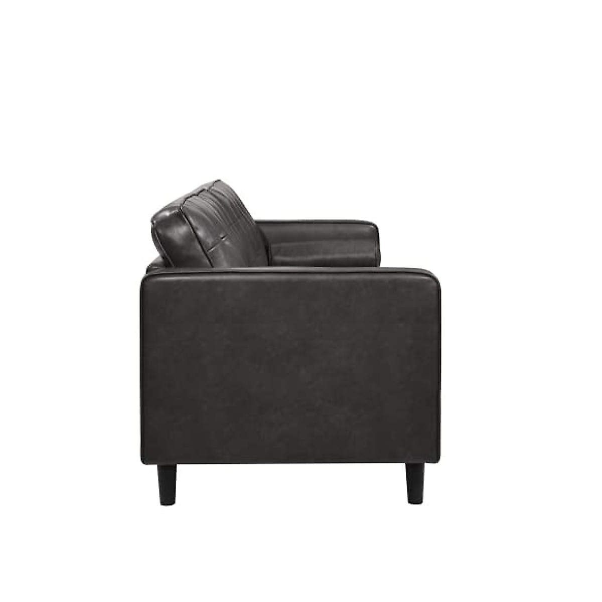 Light luxury Style Couches 85 inch Mid Century Tufted Leather Loveseat Sofa with 2 Bolster Pillows,Modern Upholstered 3 Seater Sofa w/Tufted Backrest for Living RoomBedroom,Apartment,Office(Dark grey)