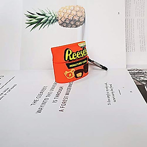 Compatible for Airpods 3 Generation Case 2021 Ree's Chocolate, Silicone Protective Fashion Cute Kawaii Funny Boys Girls Kids Teens Women Cartoon 3D Cover for Airpods 3rd Case with Carabiner (Reeses)