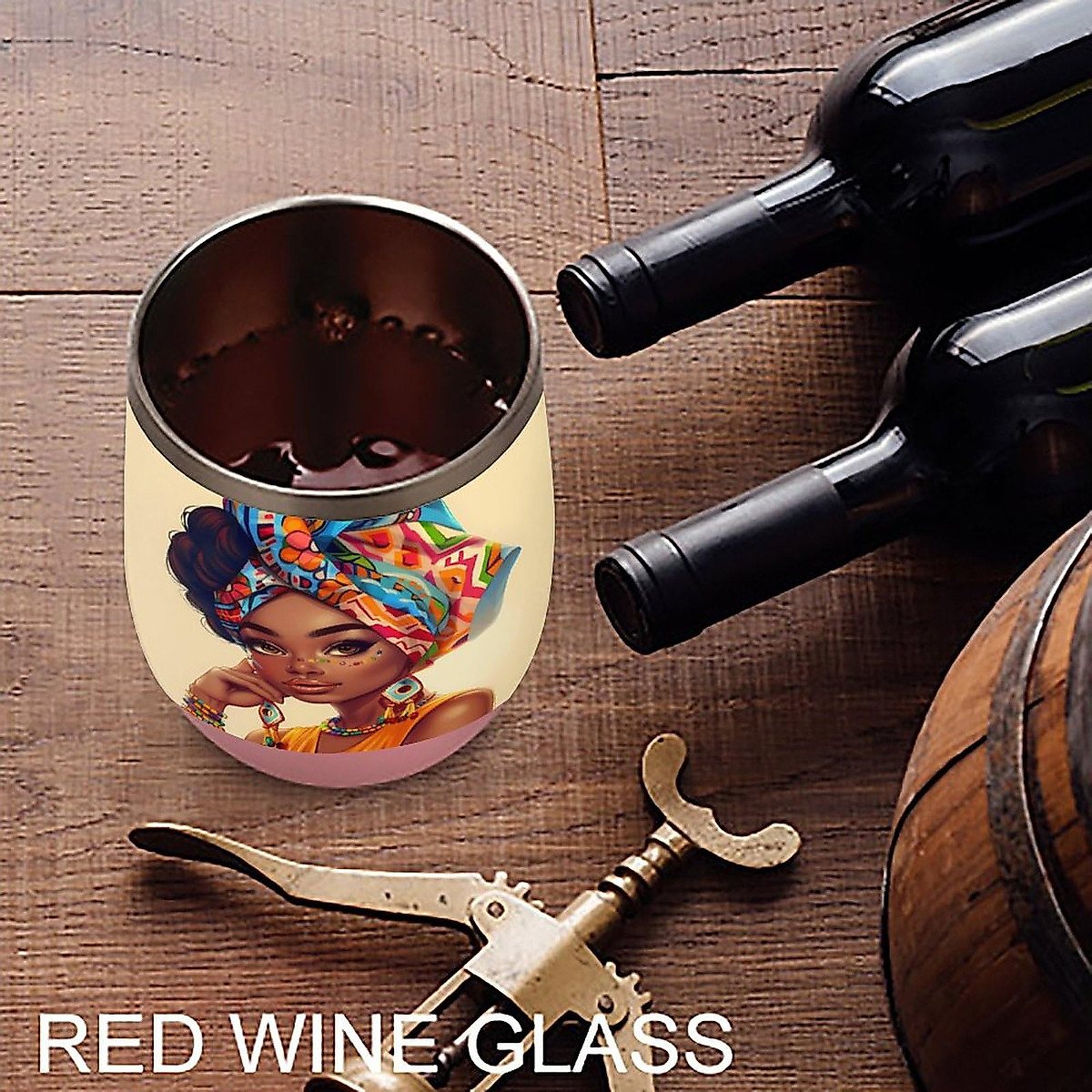 African Ame-rican Woman Insulated Tumbler with Lid Stainless Steel Coffee Mug Cute Wine Tea Water Cup Pink-style