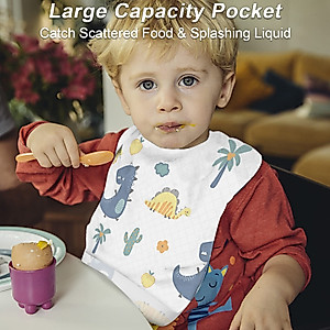 AutoTime Disposable Baby Bibs 8x13.7'' Large with Crumb-Catcher, Baby Travel Essential Reusable Fastener Baby Bibs for Boys Girls 20 Count Non-Woven Bibs for Toddler