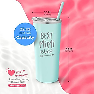 SassyCups Best Mimi Ever Insulated Tumbler Cup with Straw and Lid - Coffee Mug Gift for Grandma - World's Best Mimi Gift From Grandkids for Birthday - New Mimi Tumbler - Grandma, Mimi Gifts