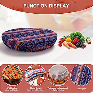 10Pcs Reusable Bowl Covers In 5 Size, Stretch Cloth Fabric Dish Cover Kitchen Storage Containers Lids for Fruits Food Leftover Dough Bread Proofing (Geometry style)