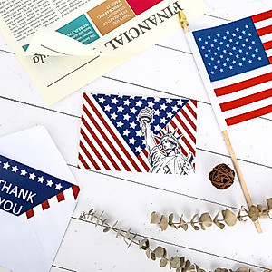 AnyDesign 32 Pack Patriotic Thank You Cards with Envelopes Stickers American Flag Greeting Cards 4th of July USA Note Cards for Party Essentials Independence Day and All Occasions