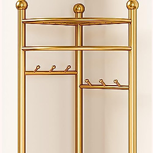 KDFWYDS Metal Coat Rack with Wheels Freestanding Closet Organizer with 2 Storage Shelves Corner Hall Tree for Entryway, Bedroom (Color : White, Size : 100 * 32 * 175CM)