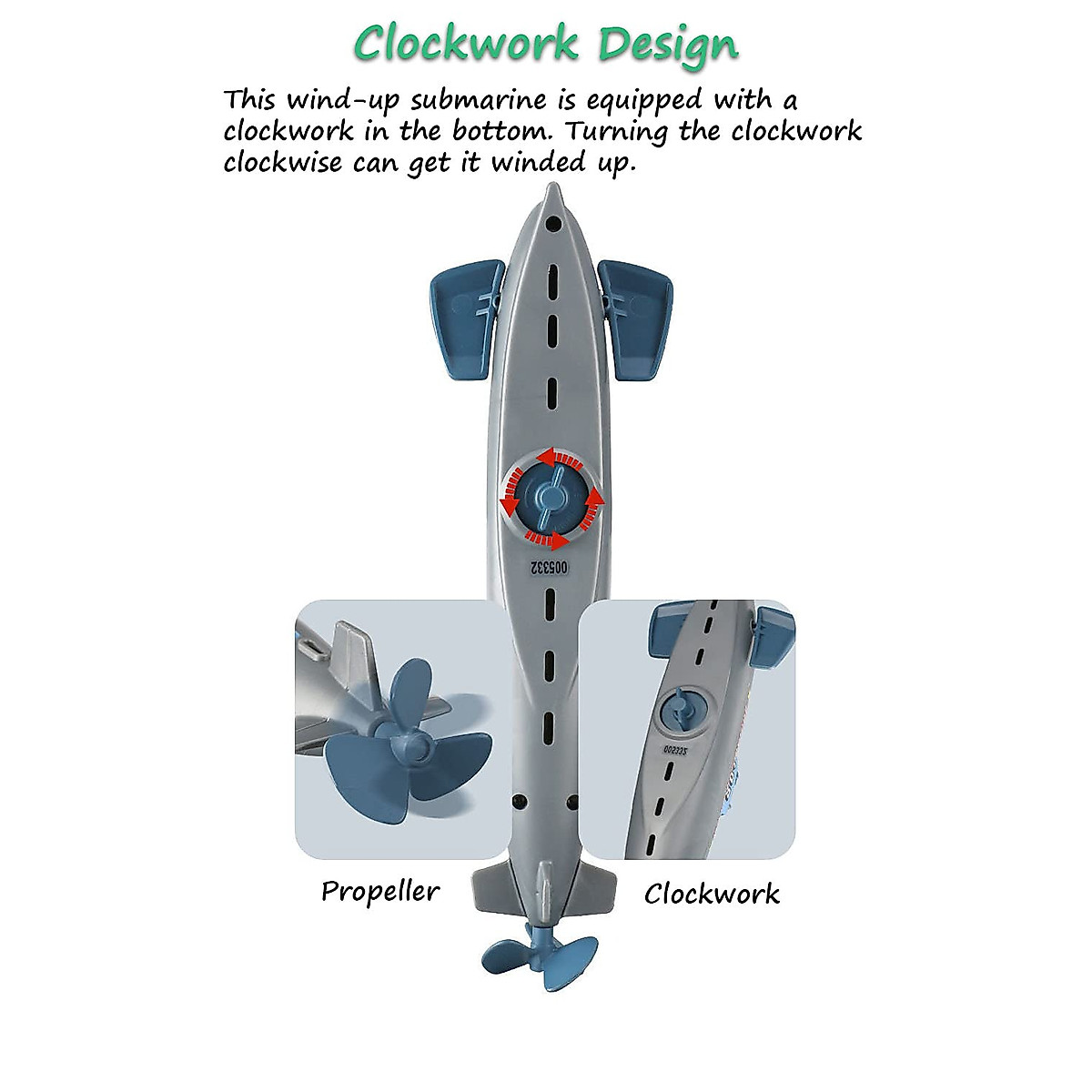 Wind-up Diver Submarine Bath Toy, Funny Swimming Frogman Pigboat Scuba Diver SUB Bathtub Toy Clockwork Submarine Tub Toy Diver Water Toy for Kids (Diver+Submarine)