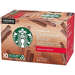 Starbucks Flavored Ground Coffee K-Cup Pods, Cinnamon Dolce, Flavored Ground Coffee Signature Collection, Recyclable K-Cups, 10 K-Cup Pods/Box (Pack of 2 Boxes)