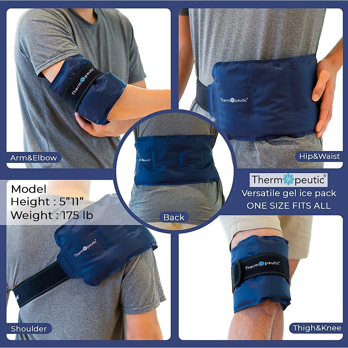 Thermopeutic Reusable Ice Pack for Injuries Reusable Unisex (15” X 7”) - Extra Long Lasting Gel Cold Pack Ice Wrap for Pain Relief and Surgery - Shoulder, Lower Back, Knee, Arm, Foot, Hip and More