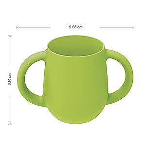 Silicone Training Cup for Infants and Toddlers - Heat Resistant, Two Handled Open Cup Safe for Baby | Helps Infant Develop Independent Drinking Skills Fast (Blue)