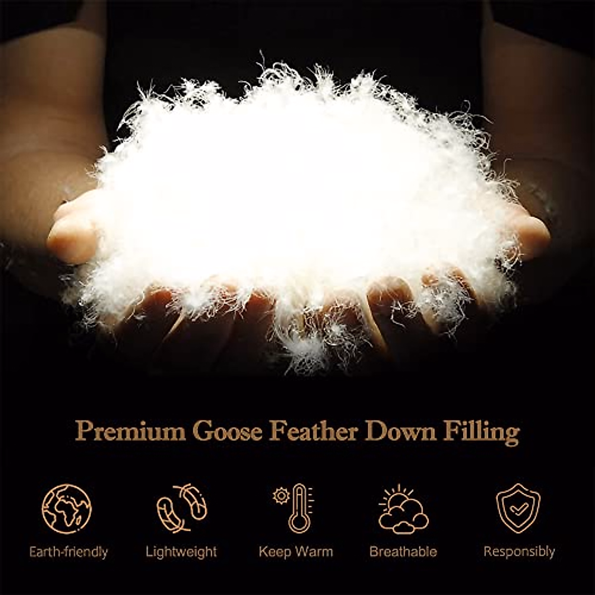 DWR Luxury King Goose Feathers Down Comforter, Ultra-Soft Egyptian Cotton Cover, 750 Fill Power Medium Weight for All Season Hotel Style Fluffy Duvet Insert with Ties (106x90 Inches, White)