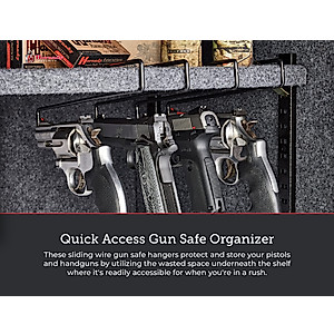 Hornady Universal Handgun Hangers, 95870, 4pk - Maximize Gun Safe Space with Easy Access Under Shelf Storage Gun Hangers -PVC Coated Steel Wire Pistol Holder Protect & Store 22 Caliber Handgun & More