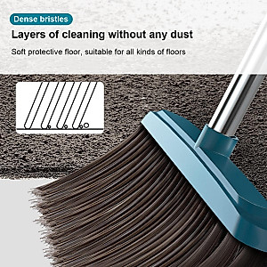 RUNLAIKEJI Broom and Dustpan Set for Home, Dustpan and Broom Set Long Handle, Kitchen Broom and Dustpan Set, Dust Pan and Broom Combo, for Home Kitchen Room Office Lobby Indoor Floor Cleaning