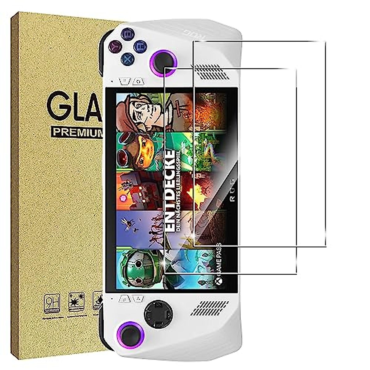 Suttkue for Asus ROG Ally Screen Protector, Anti-Scratch Tempered Glass flim, （Full coverage improvement model） Case Friendly, No white edges,Anti-Scratch (2 PACK)
