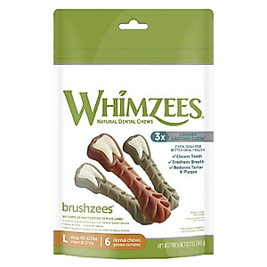 Whimzees Brushzees Dental Chews for Dogs (Large) and Veggie Sausage Dental Chews for Dogs (Large)