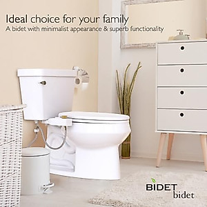 BIDETbidet Left/Right Reversible FRESH WATER Non-Electric Ultra-Slim Toilet Attachment, Ability to SWITCH between Right/Left Hand Side Control with Dual Nozzle Hinged Design, Hassle-Free Installation