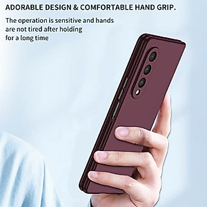 EAXER for Samsung Galaxy Z Fold 3 5G Case, Z Fold 3 Silicone Case, Slim Folding Rugged Heavy Duty, Skin Feel, Shockproof Case Cover (Wine red)