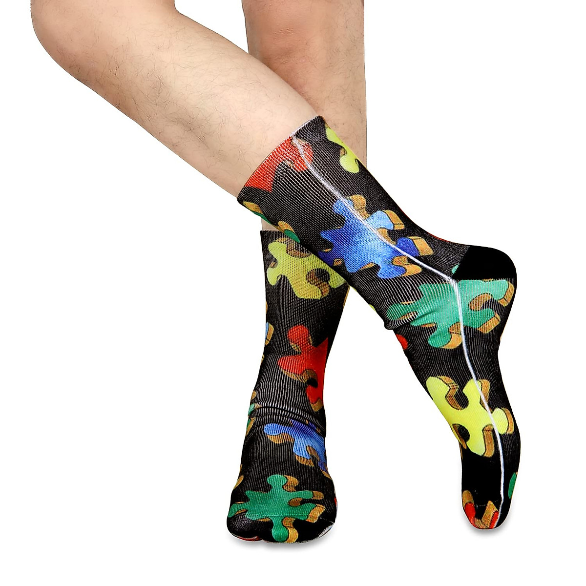 Benefeet Sox Mens Funny Crazy Socks Cool Funky Puzzle Socks Unisex Boys Puzzles 3D Printed Jigsaw Socks Youth Basketball Novelty Fun Patterned Athletic Tube Socks Gifts for Men Teenage Son