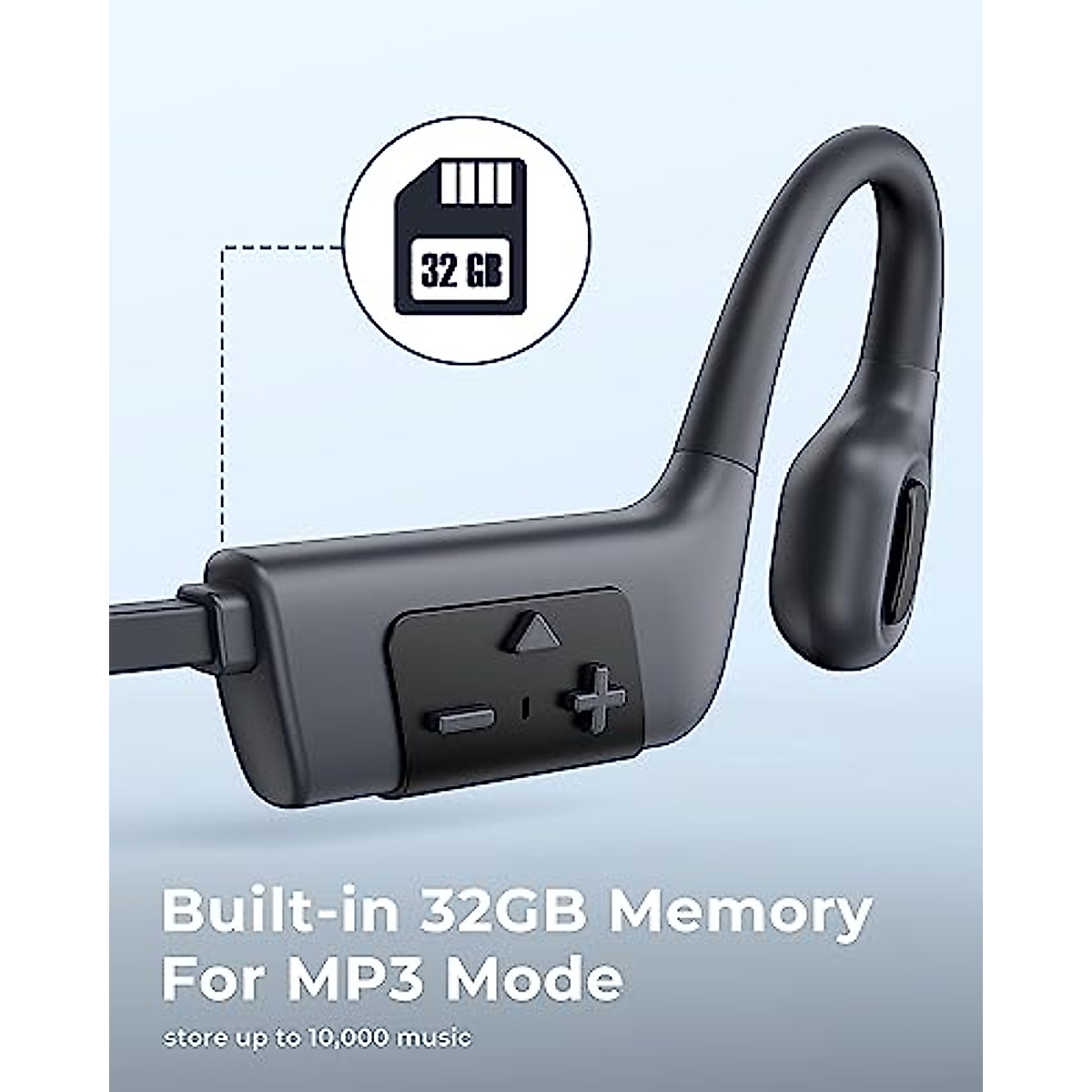 BEARTAIN Bone Conduction Headphones Swimming Headphones IP68 Waterproof Wireless Bluetooth 5.3 Earphones Open Ear Sports Headset with MP3 Player Ultra Light Headphones for Swimming Running